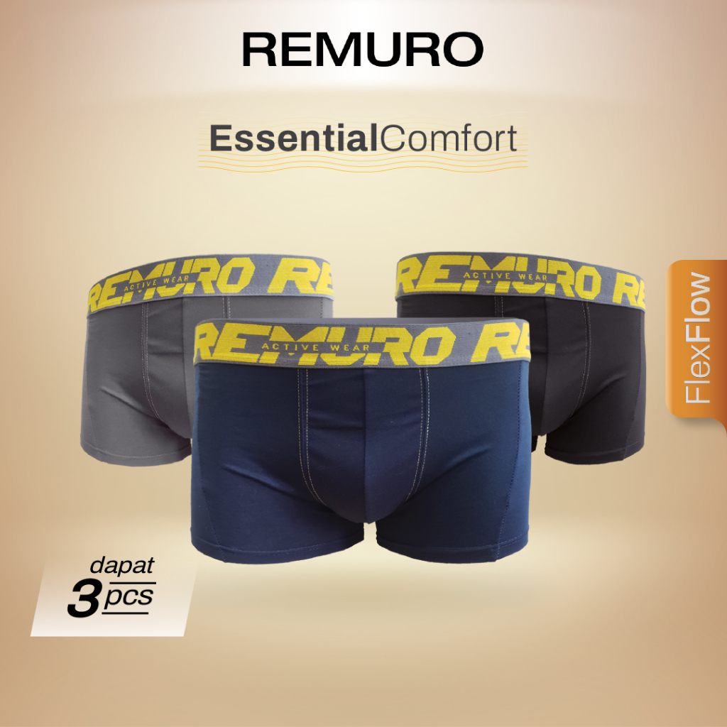 Jual REMURO FlexFlow - Celana Dalam Boxer Pria Comfort Flex - 3 PCS ...