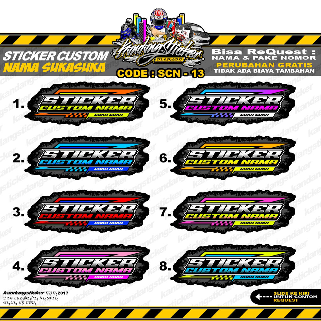 Jual Stiker Custom Nama SCN-13 StickerCustom Racing Sunmori Sticker ...