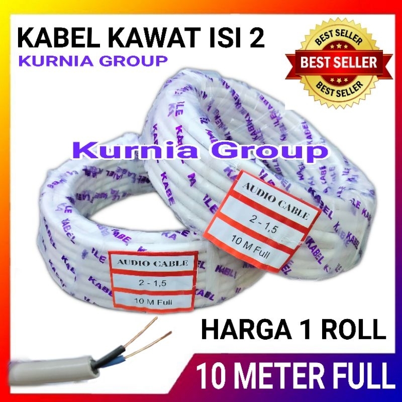 Jual Kabel NYM 2x1.5 Listrik 1Roll 10 Meter Kawat Lidi Tunggal 2 Jalur ...
