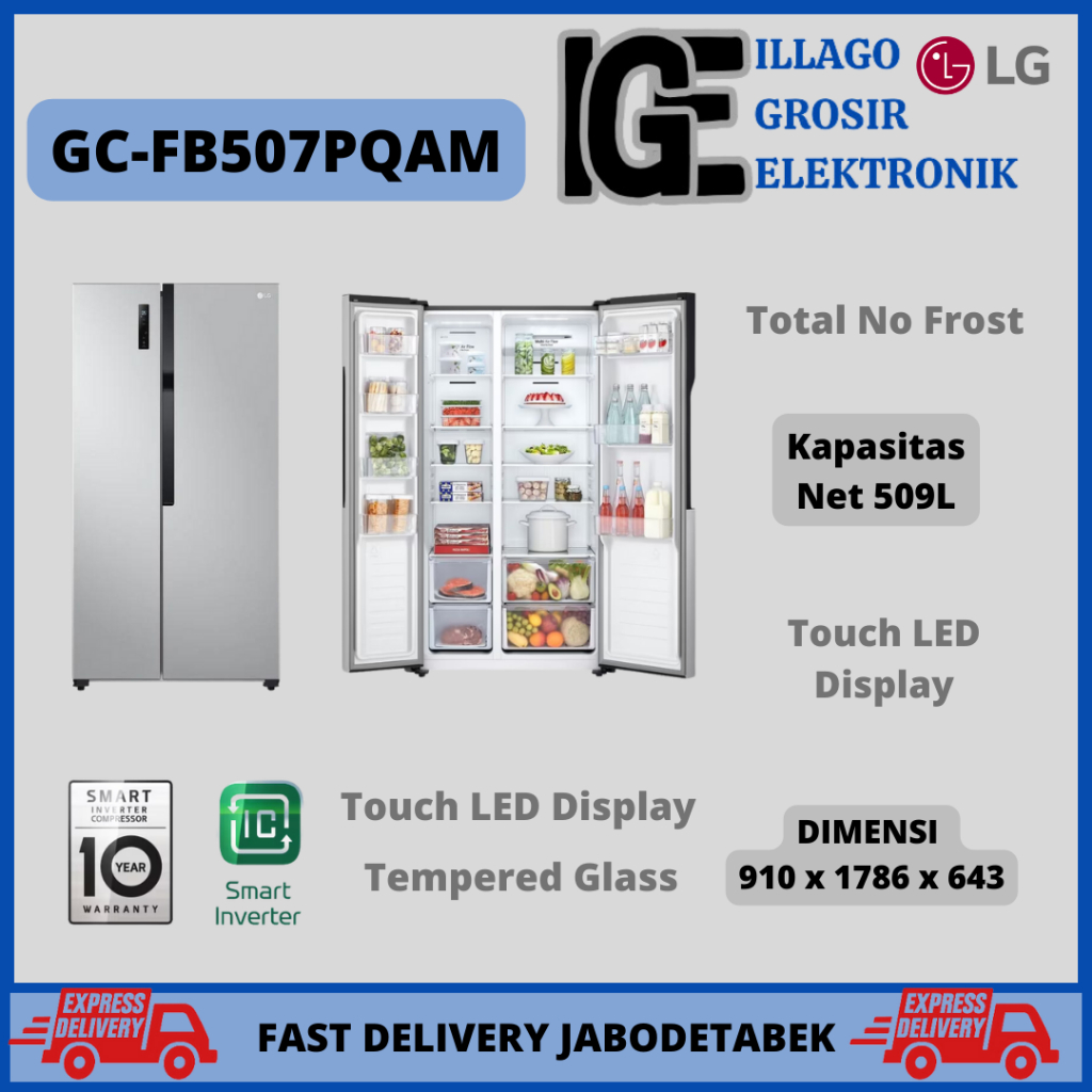 Jual LG GCFB507PQAM KULKAS SIDE BY SIDE INVERTER LG GC FB507PQAM ...
