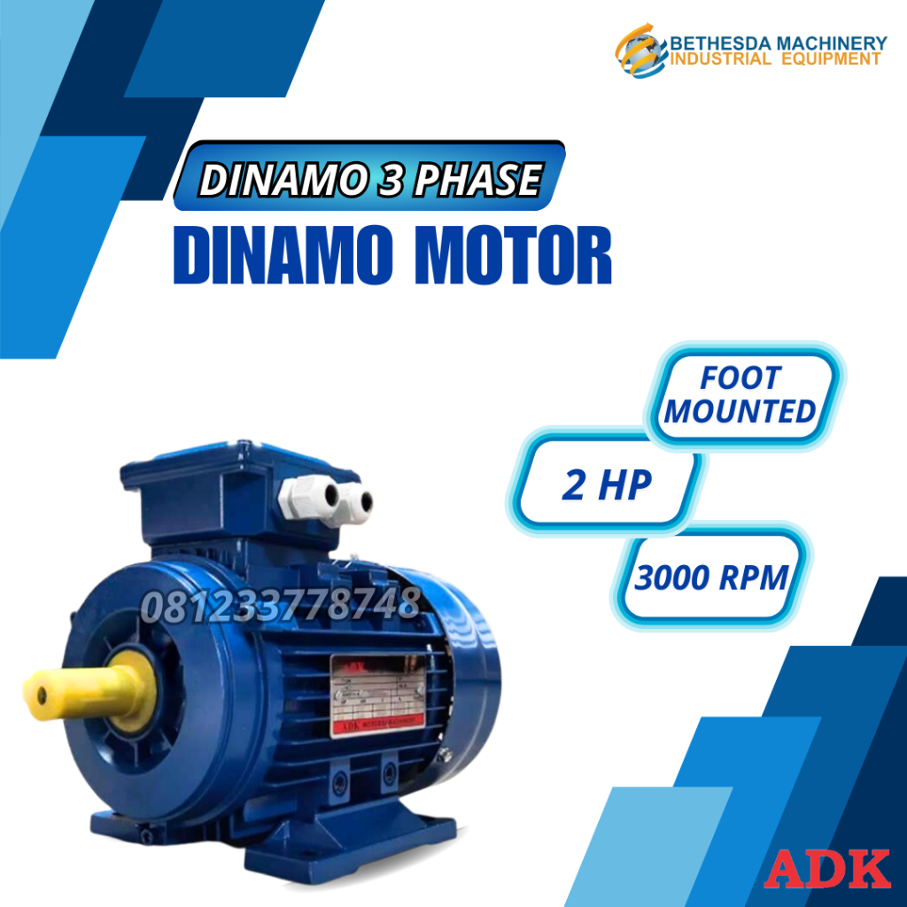 Jual Motor Electro 2 Hp / 1.5 Kw ADK 3 PHASE Dinamo Listrik | Shopee Indonesia