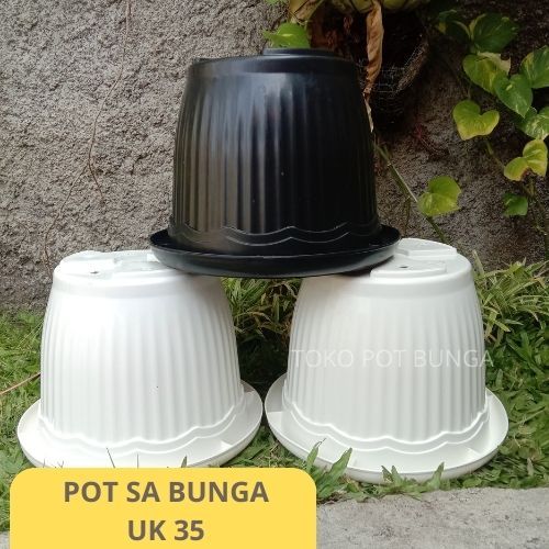 Jual Pot Bunga Putih Besar Uk 35 Pot Tanaman Hias GBL Cemara Bahan ...