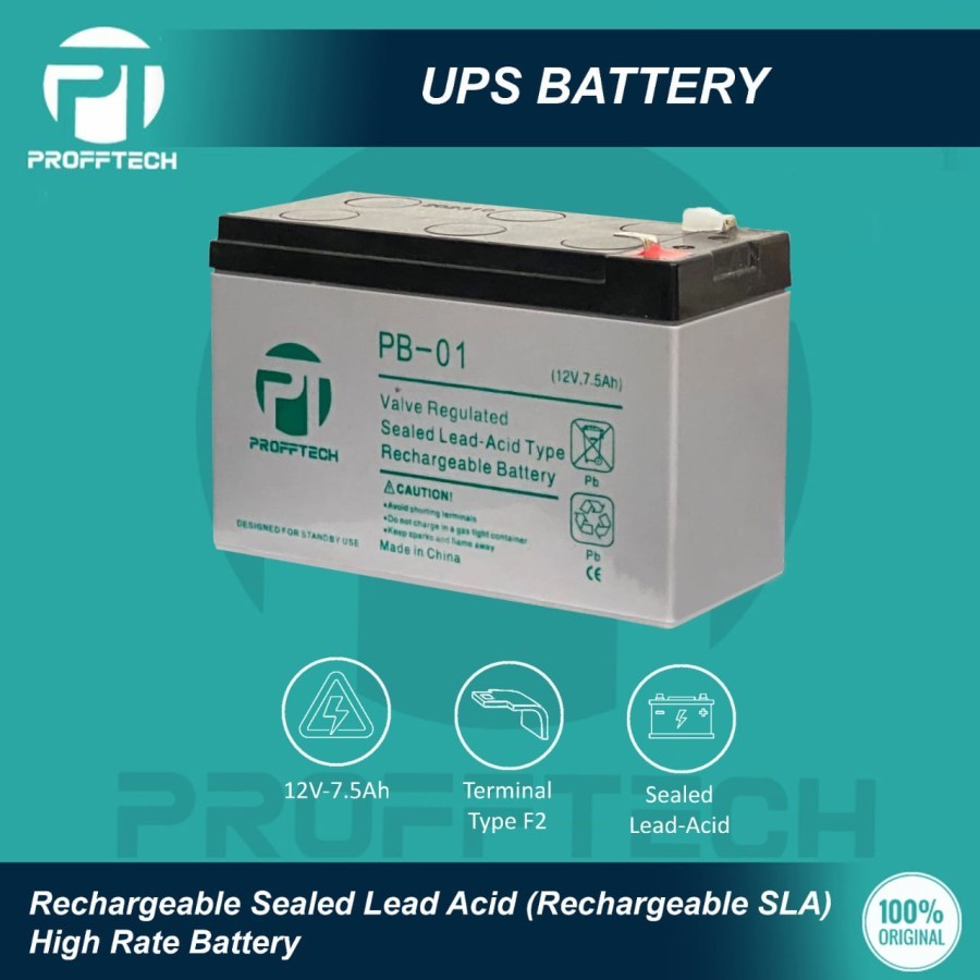 Jual Battery ups profftech 12v 7.5ah pb-01 pb01 - baterai accu aki ...