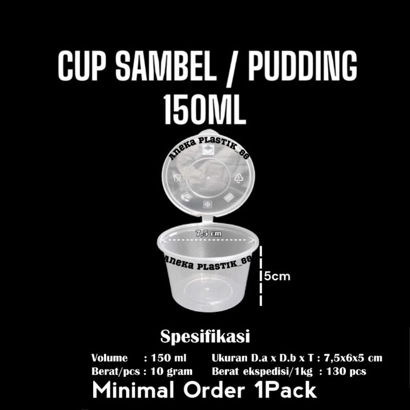 Jual Thinwall cup 150ml + tutup / cup sauce saos gelas puding agar jelly bahan plastik tebal ...