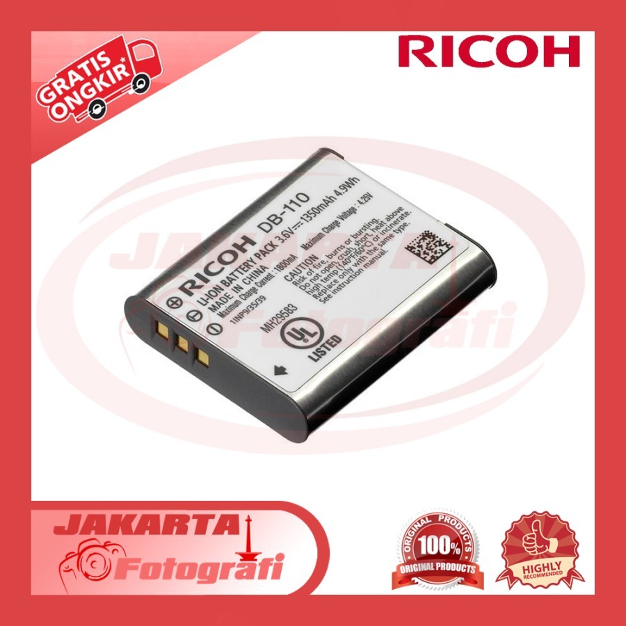 Jual Ricoh DB-110 Rechargeable Lithium-Ion Battery (3.6V, 1350mAh ...