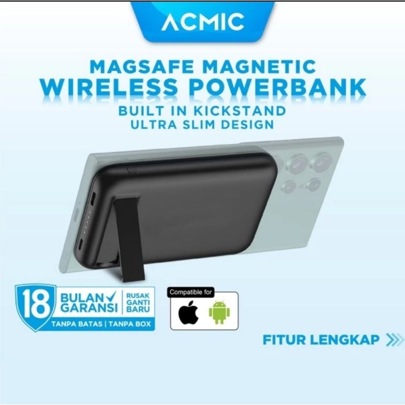 Jual ACMIC MAGBANK 5000mAh MagSafe Wireless PowerBank Black | Shopee ...