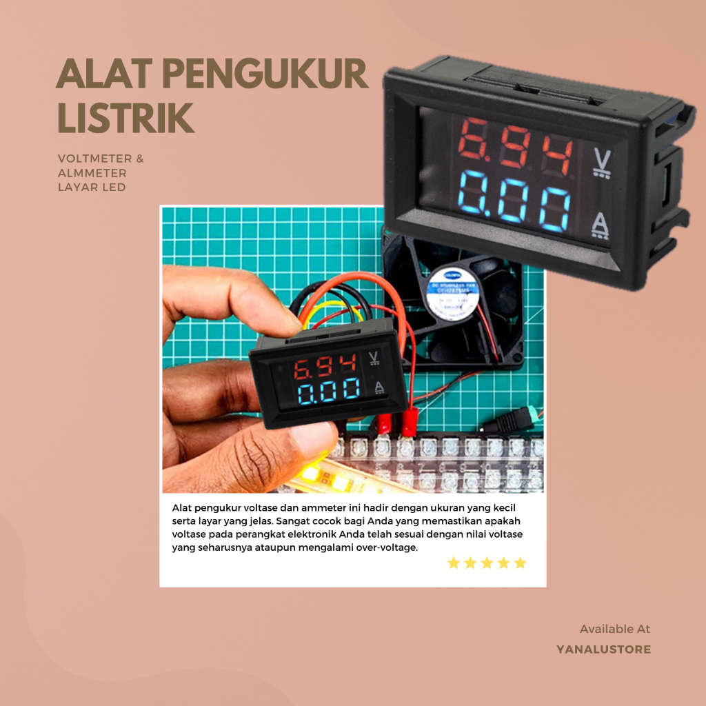 Jual PROMO Alat Pengukur Listrik Voltmeter Ammeter Electric DIY LED Display - GN-0117 TERMURAH ...