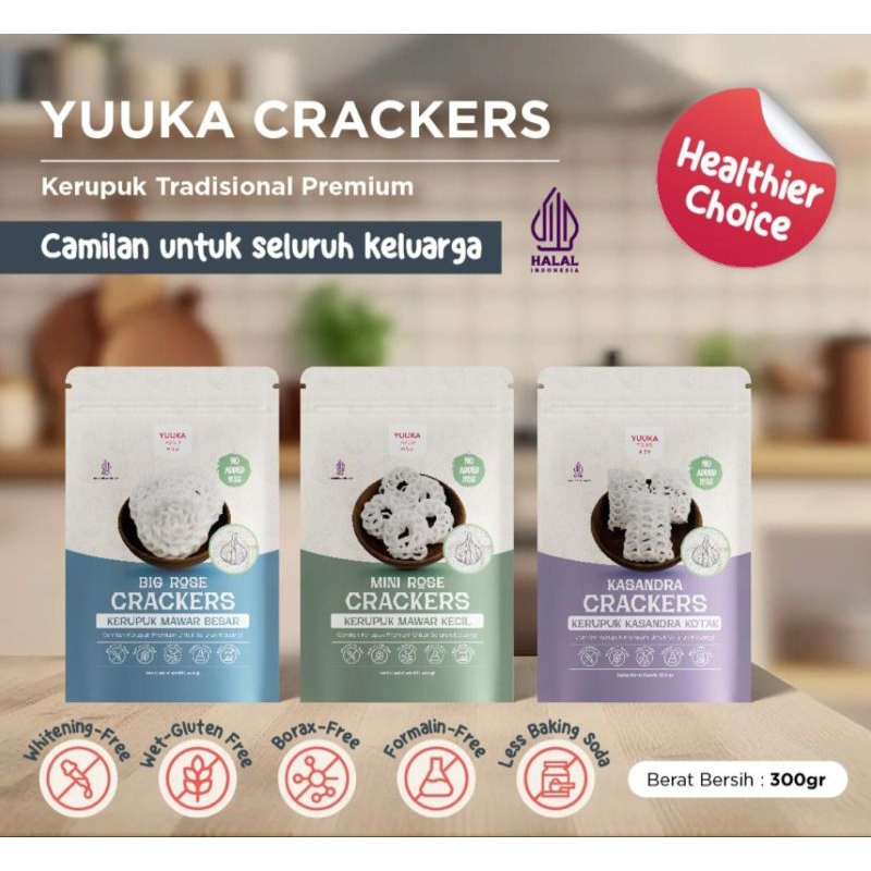 Jual YUUKA FOOD CRACKERS KERUPUK 300GR Kerupuk Kasandra Creakers Big ...