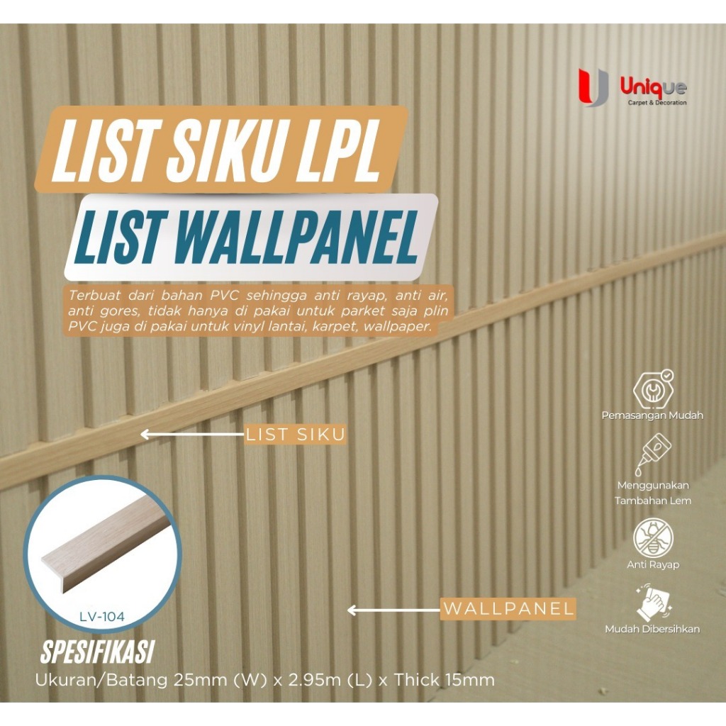 Jual ECHO List Siku L PVC Wallpanel / Aksesoris Siku Penutup Wall Panel Dinding / List Sudut ...