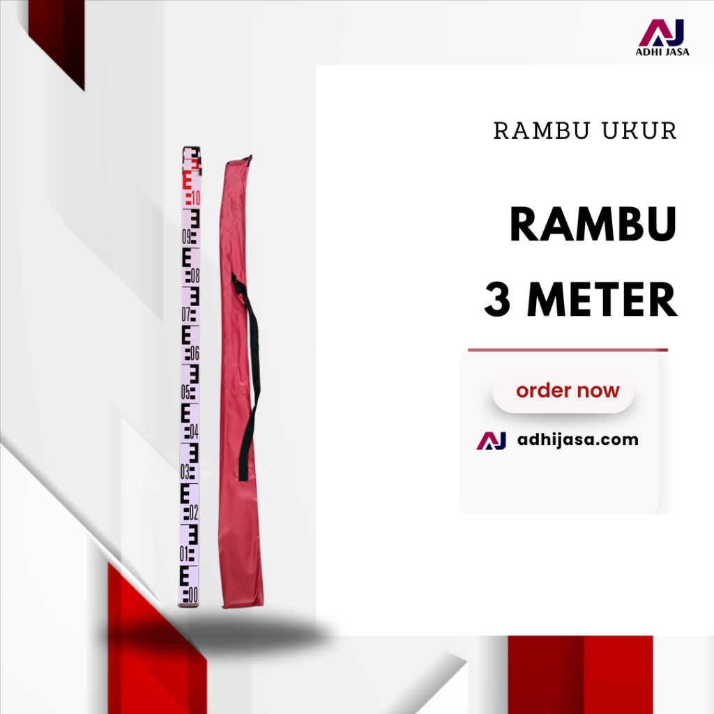 Jual Rambu Ukur 3 Meter - Rambu Bak Ukur Leveling Staff 3 Meter ...