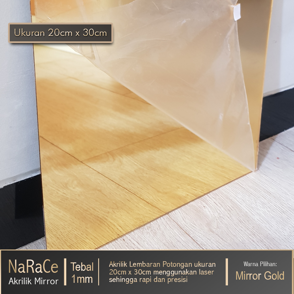 Jual Akrilik Mirror Lembaran Gold tebal 1mm, 2mm Ukuran 20x30cm ...