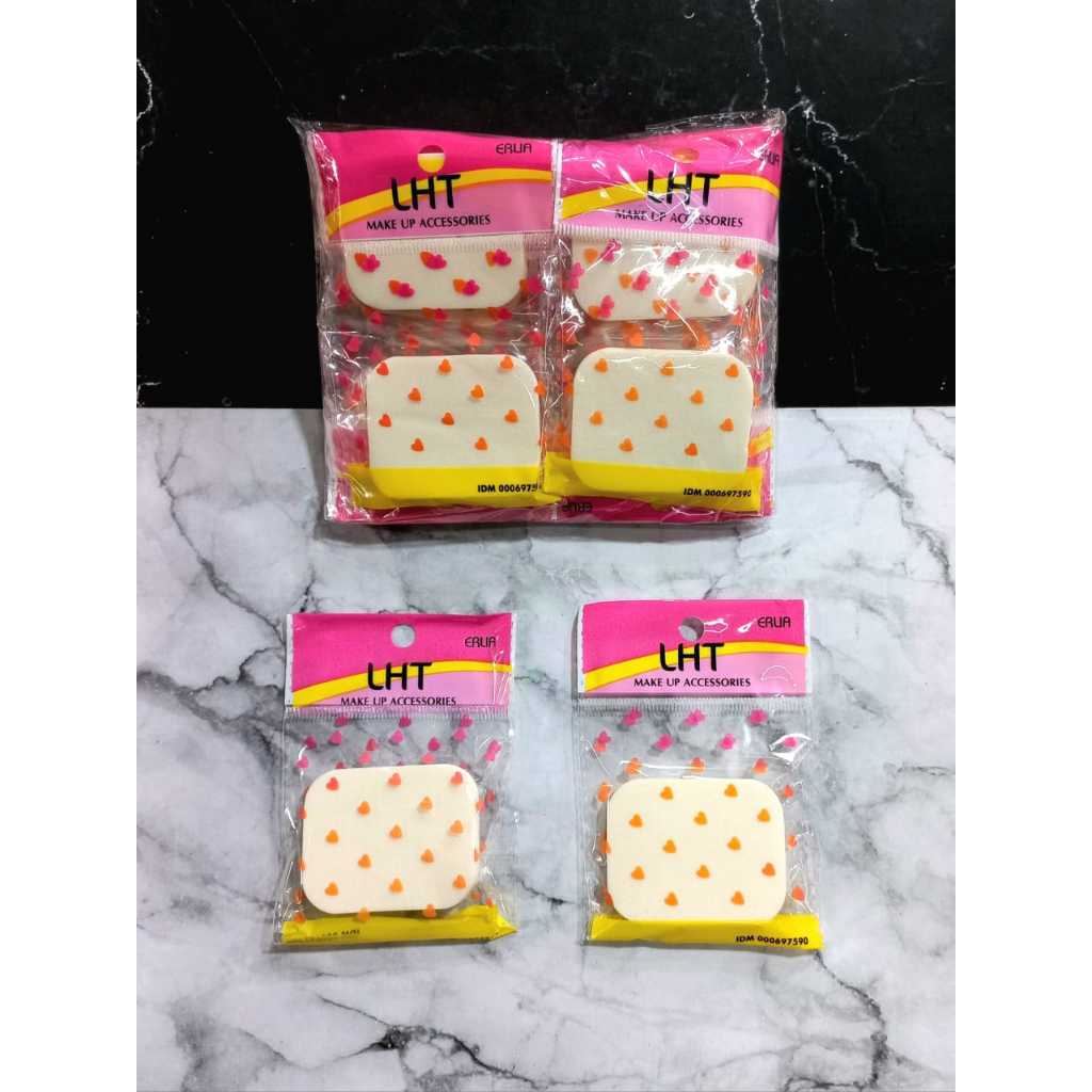 Jual 12 pcs / 1 lsn Spon Bedak Erlia LHT Kering Basah Bulat Kotak Putih ...