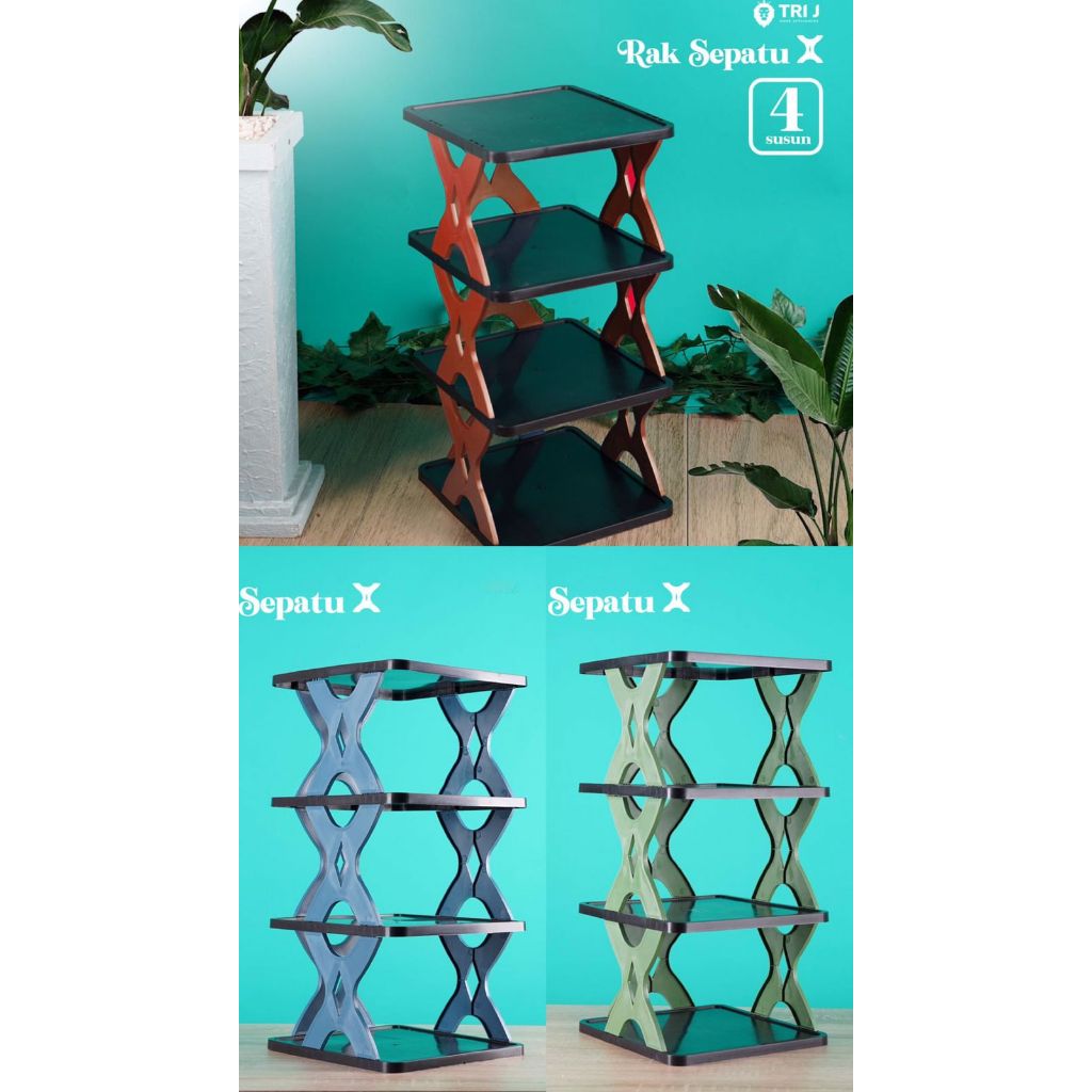 Jual Rak sepatu X TRI J (4 SUSUN) // rak sepatu dan sendal susun // rak ...