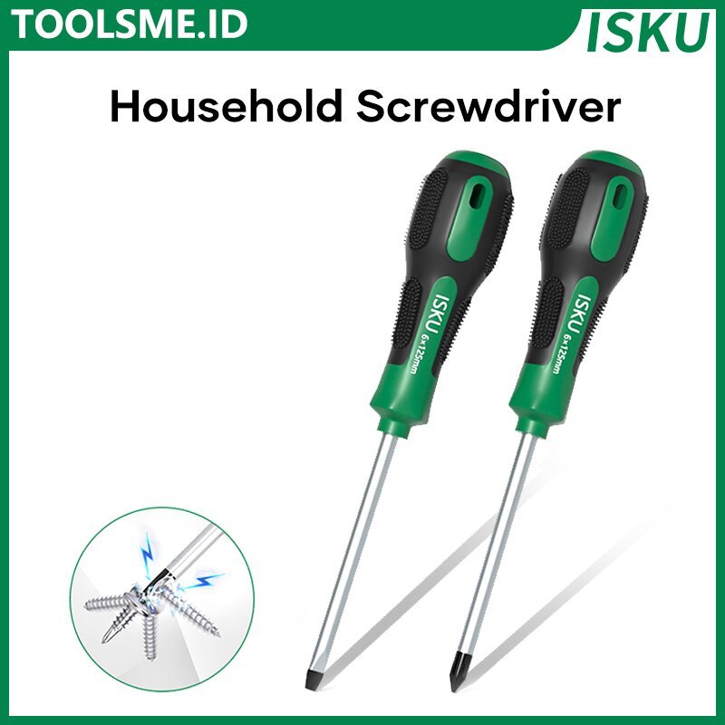 Jual ISKU Obeng Magnet Plus Minus Set 6*125mm Obeng Listrik Set ...