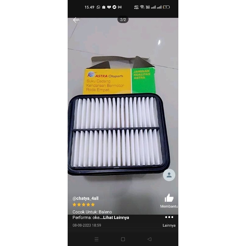 Jual Filter udara baleno old lama 2002 kebawah indoparts atau aspira ...