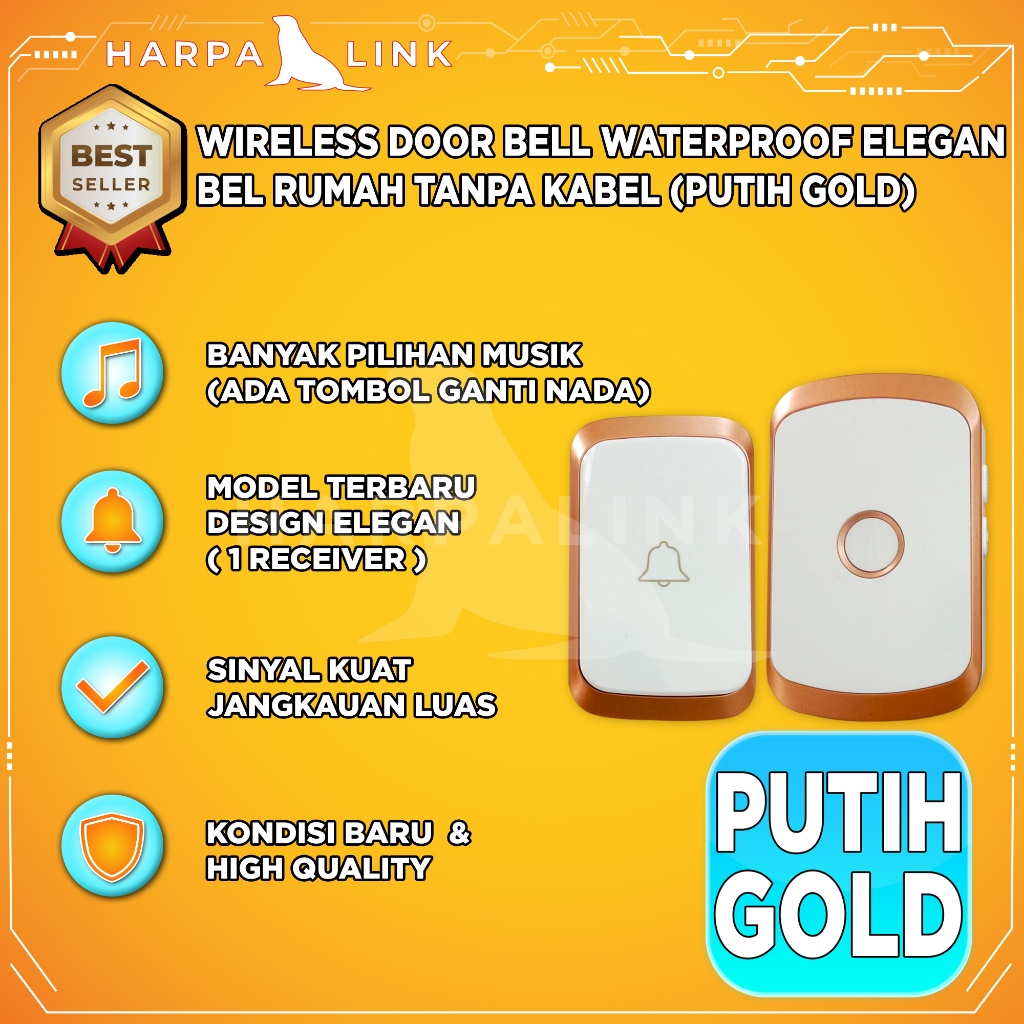 Jual Bel Rumah Tanpa Kabel / Bel Rumah Wireless Waterproof Door Bell ...