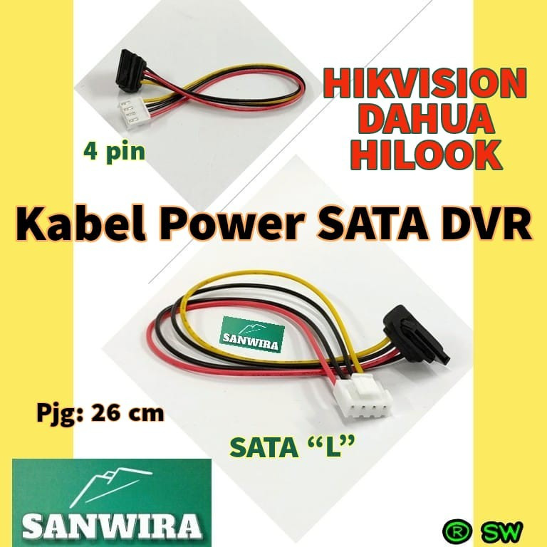 Jual Kabel Power L SATA DVR NVR Hikvision Dahua Hilook / SATA "L" NVR ...