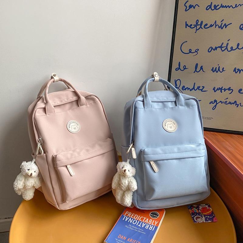 Jual Tas Ransel Backpacks Wanita Tas Sekolah Wanita Warna Solid 2024 ...