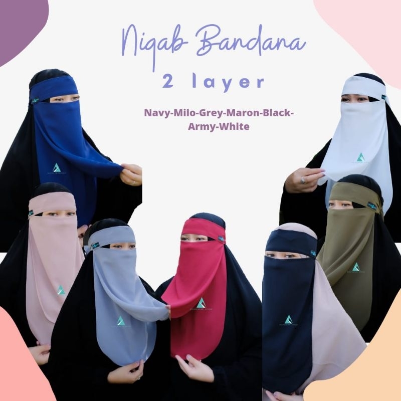 Jual Niqab Bandana 2 Layer Alivia Muslimah / Cadar Niqab Bandana 2 Layer murah / Cadar Murah ...