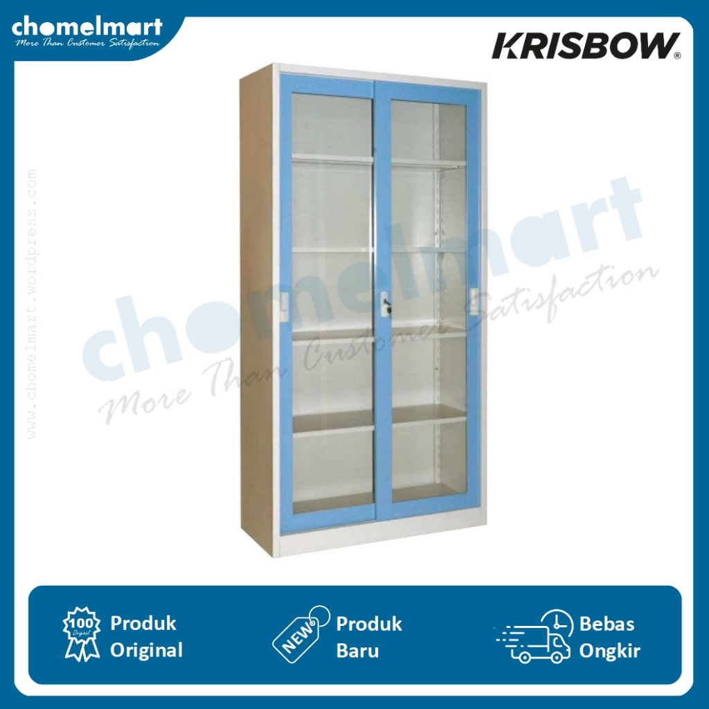 Jual Krisbow Lemari Arsip Kantor Besi 2 Pintu Kaca Geser – Biru ...