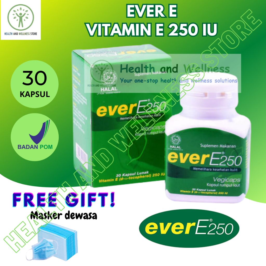 Jual Ever E 250 Iu Vitamin E 250 Iu 30 Kapsul Lunak Antioksidan Vit E ...