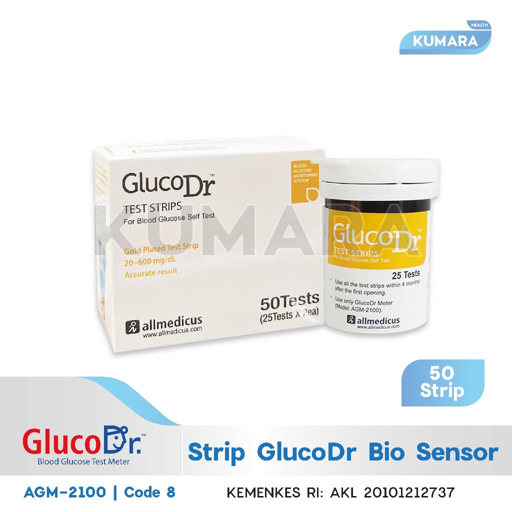Jual GLUCO DR - Strip Bio Sensor AGM-2100 Code 8 isi 50 Strip | Shopee ...