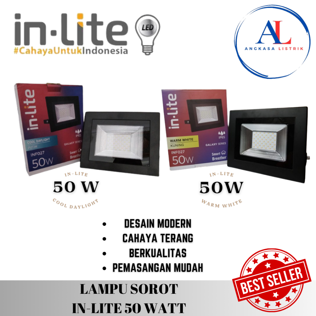 Jual LAMPU SOROT FLOODLIGHT LED INLITE 50W 50 WATT - INF027 - | Shopee Indonesia