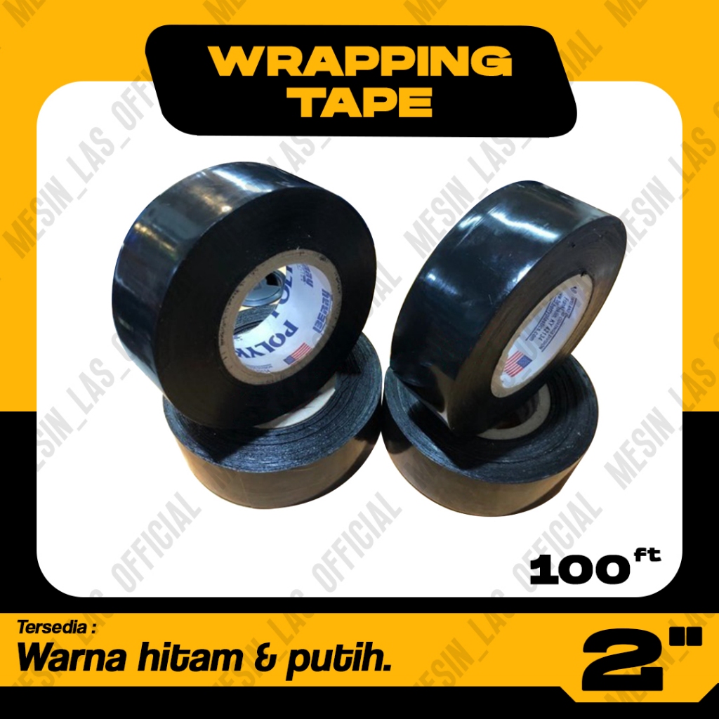 Jual Wrapping Tape/Lakban Tape Pipa Polyken 2 inch x 100 Feet Hitam ...