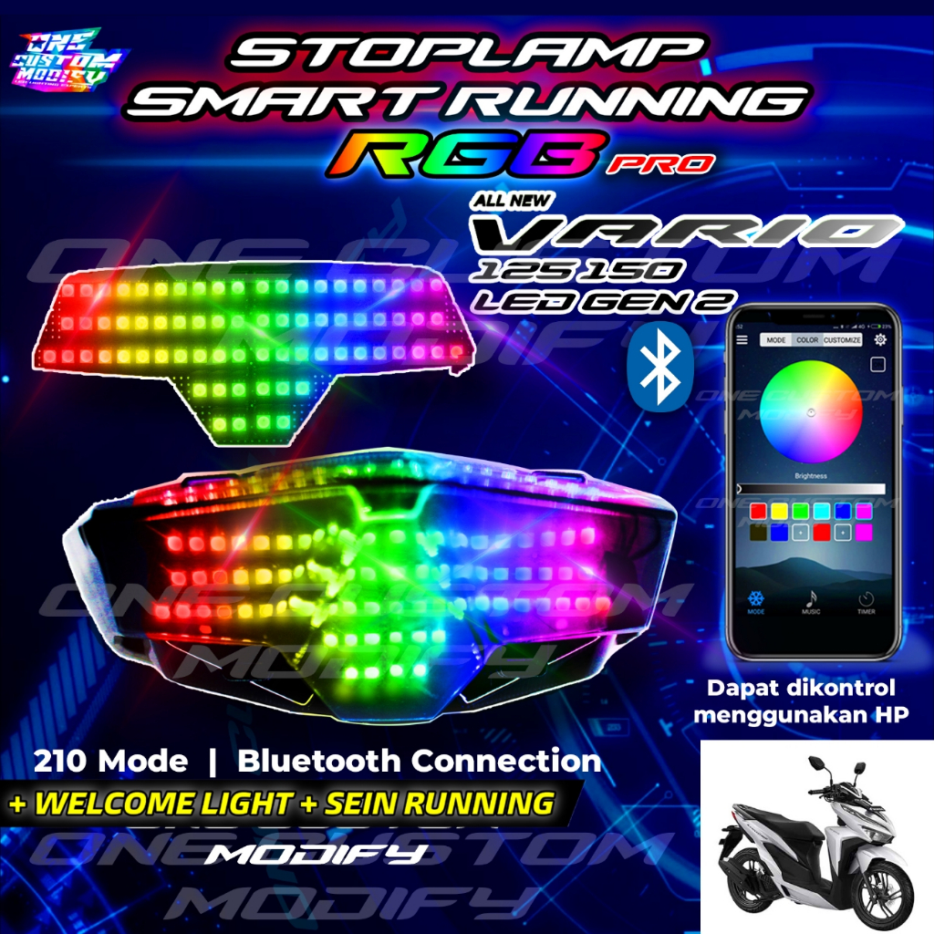 Jual Stoplamp Running RGB Smart Pro Bluetooth New Vario 125/150 Lampu ...