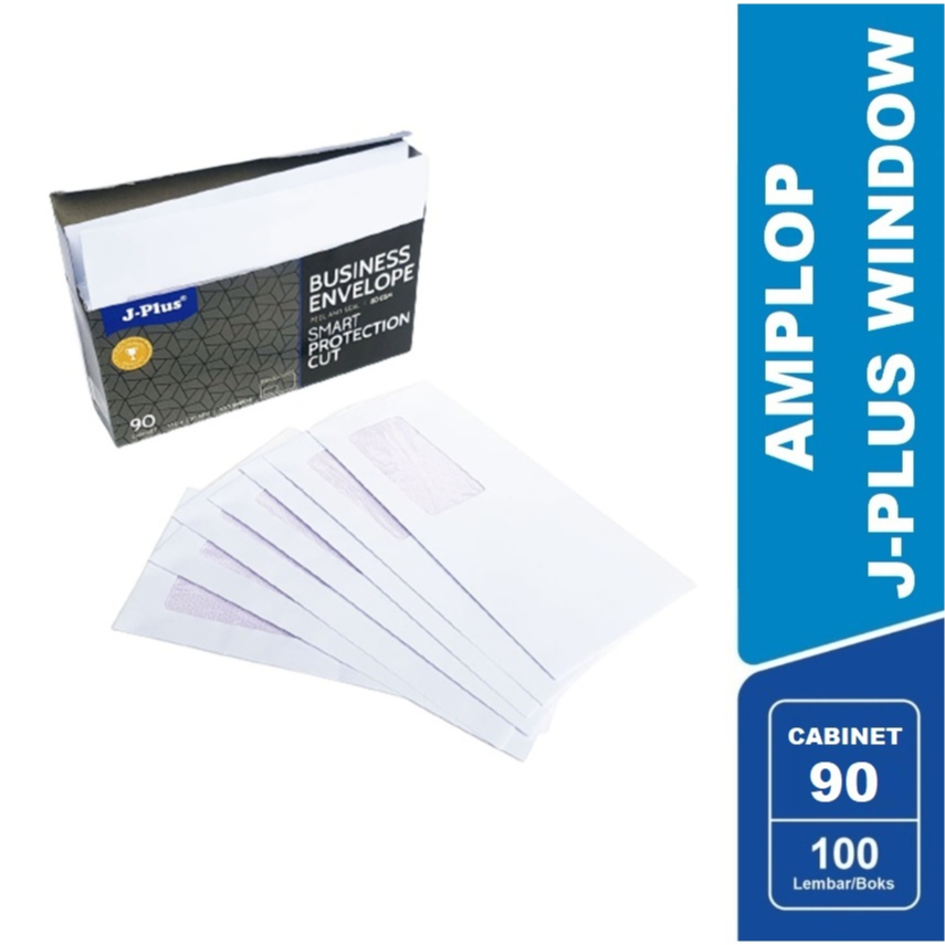 Jual Amplop Putih Window Jendela Kiri Jplus 90 Cabinet 80 Gsm isi 100 lembar | Shopee Indonesia