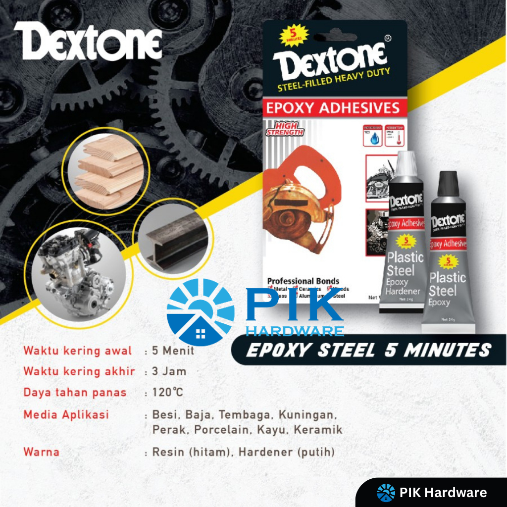 Jual LEM EPOXY BESI 5 MENIT DEXTONE 48gr | LEM CAMPUR HITAM PUTIH ...