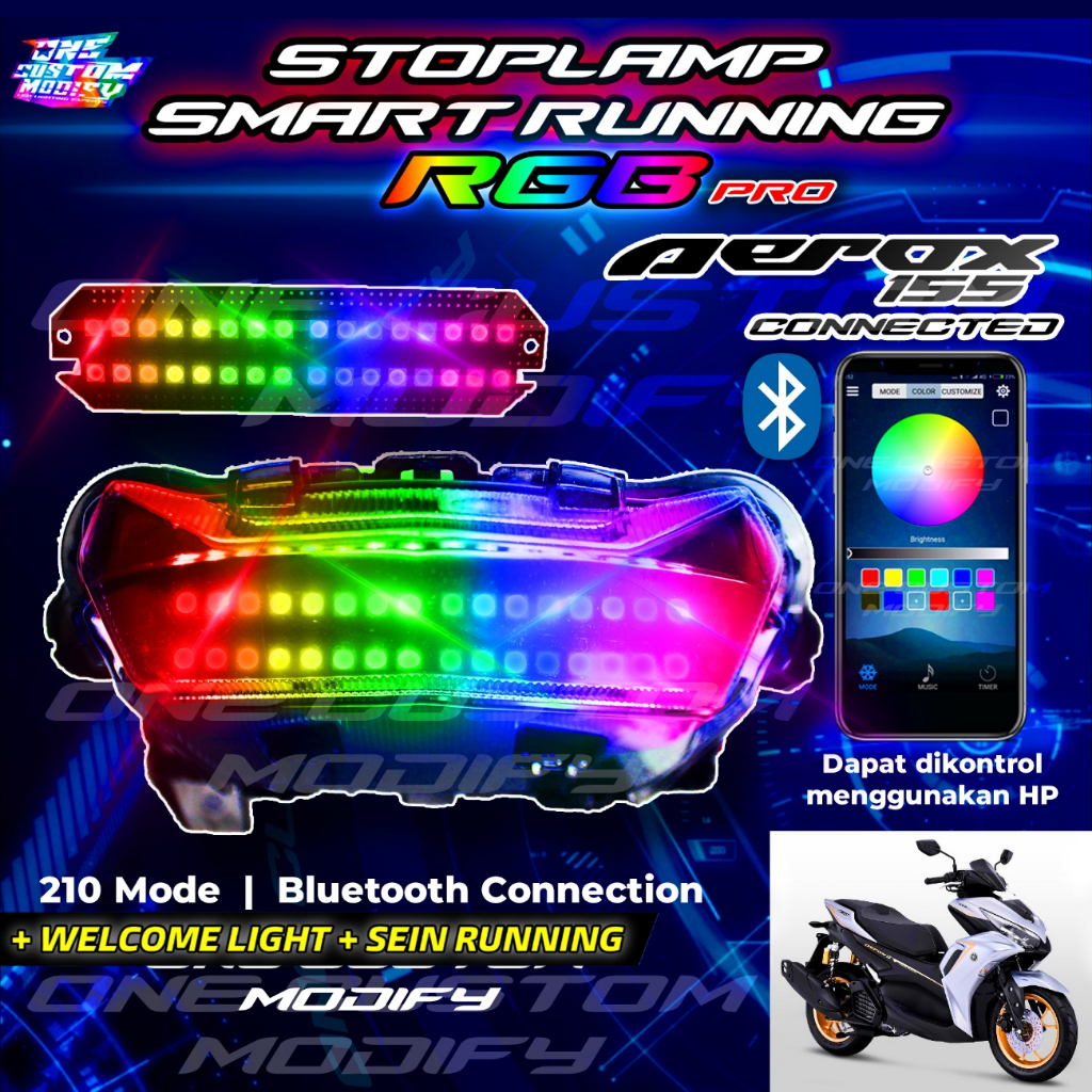 Jual Stoplamp Running RGB Smart Pro New Aerox Lampu LED Bluetooth Rem Belakang Smartphone ...