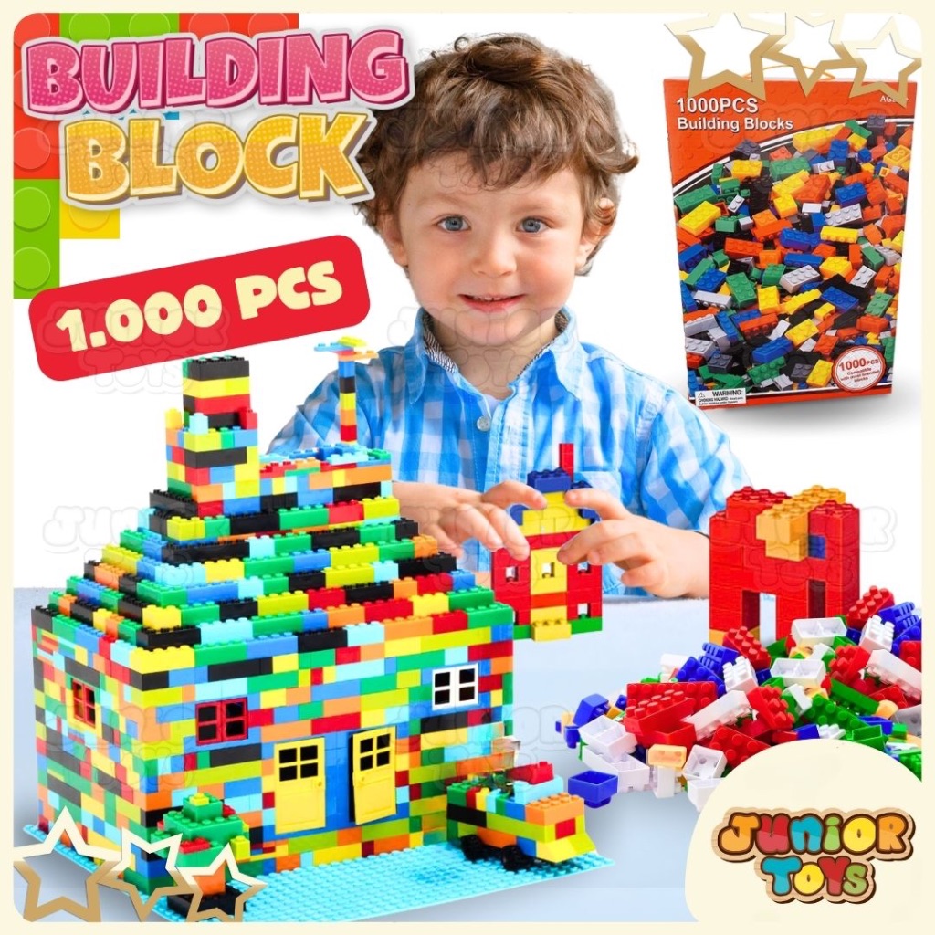 Jual Mainan Edukasi Anak Balok Susun Block Building isi Banyak 500 1000 Bricks Education Toys ...