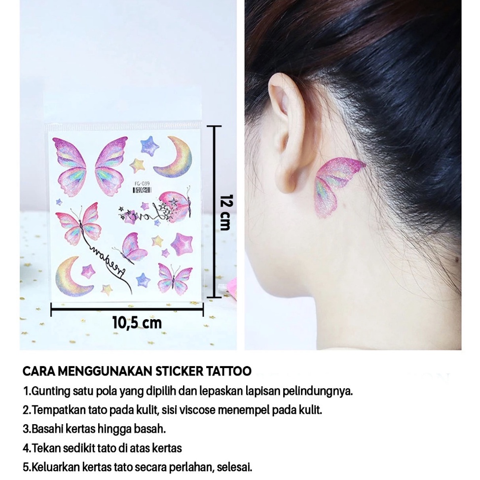 Jual ADR76 Sticker stiker tattoo wanita pria girls berwarna glitter ...