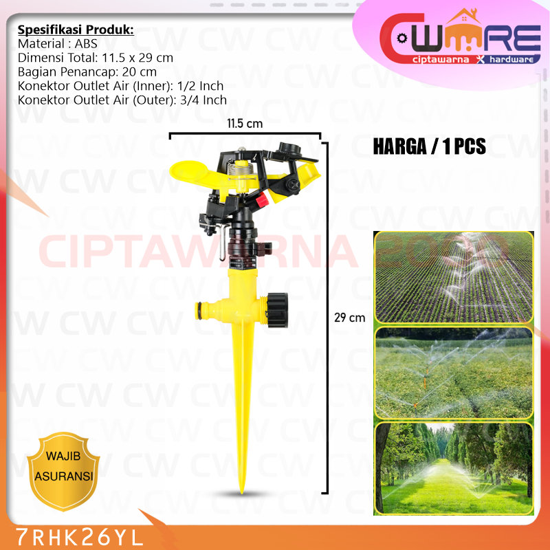 Jual Rotate Sprinkler Spray Nozzle Air Irigasi Taman 1/2 inch - BDB Cw2 ...