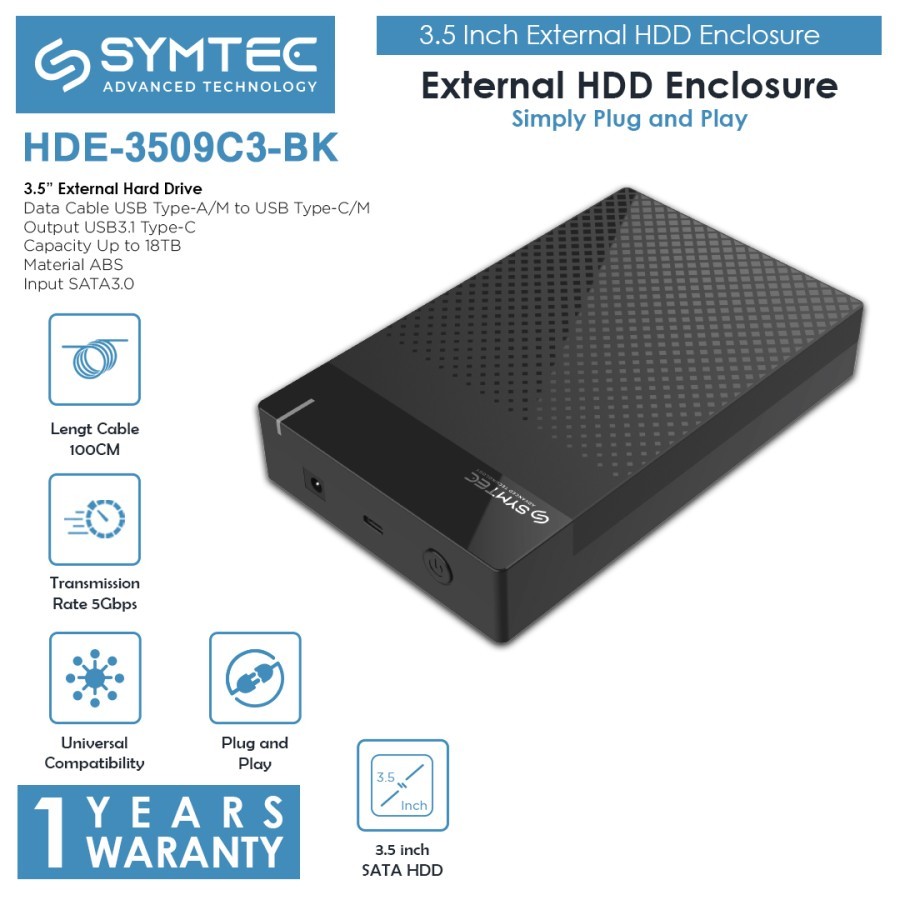 Jual Casing Harddisk Eksternal For PC 3,5" Symtech HDE-3509CE-BK | Shopee Indonesia
