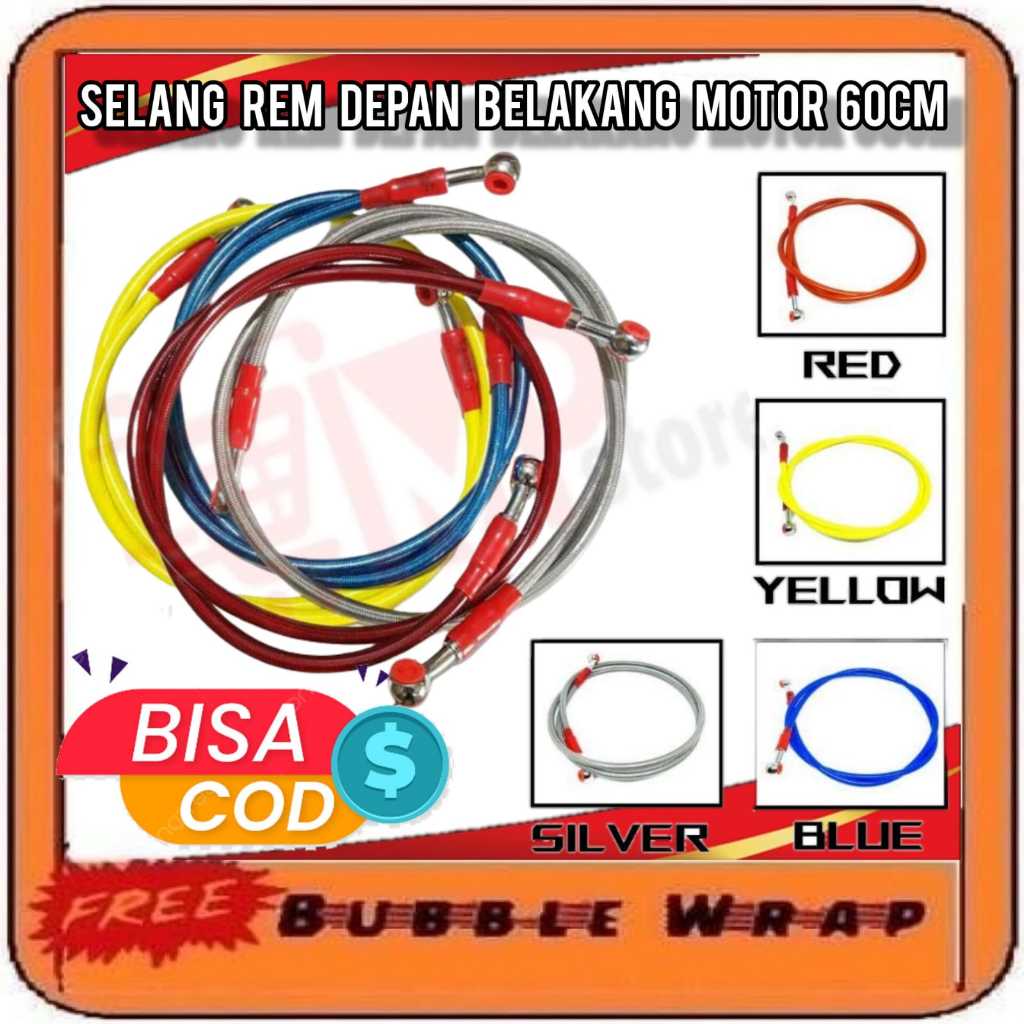 Jual selang Rem Disc Belakang Motor [60 cm] - MERAH,biru ,silver,kuning ...