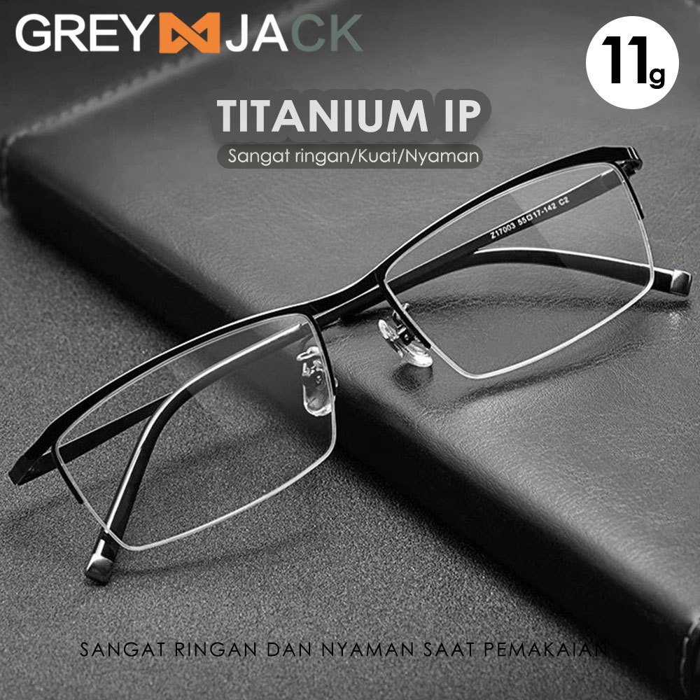 Jual Grey Jack Frame Kacamata Kotak Model Half Rim Bahan Titanium ...