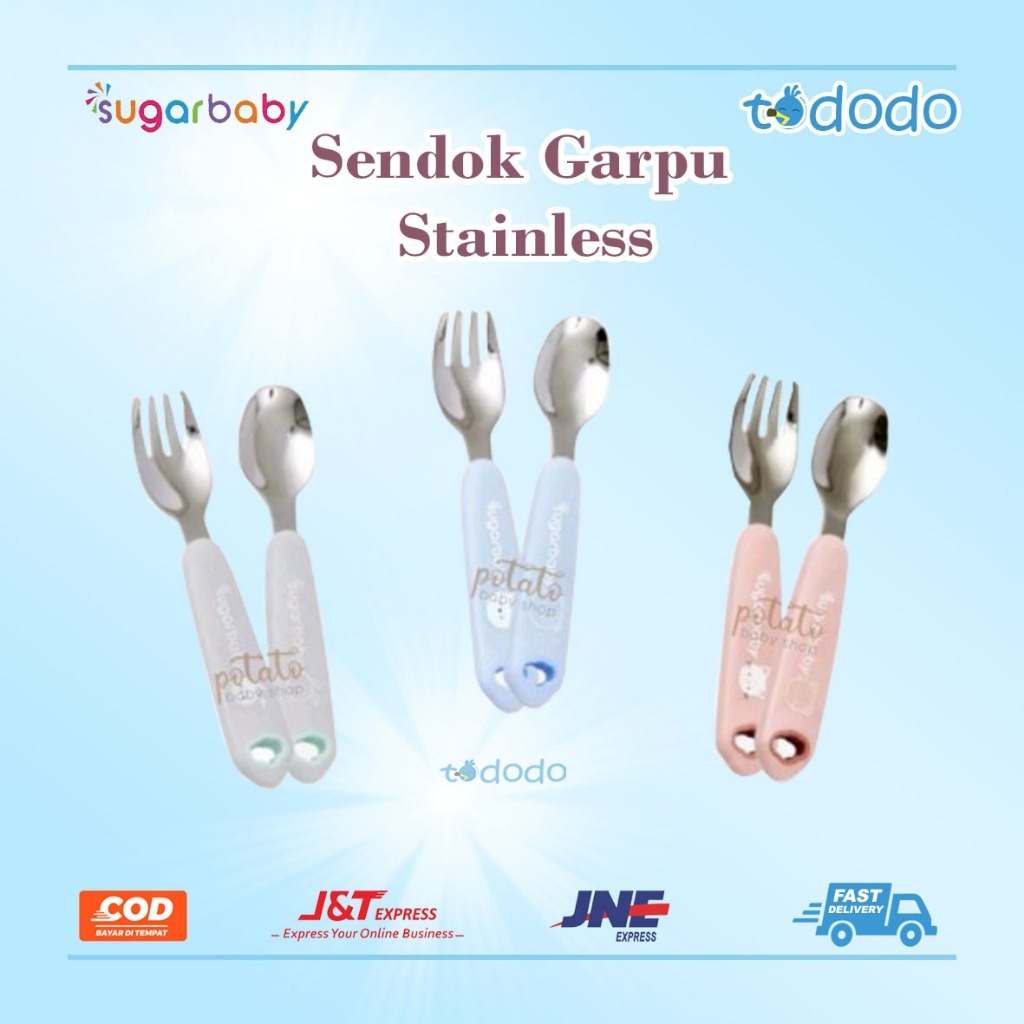 Jual Sendok Garpu Stainless Sugar Baby Steel Children Spoon & Fork ...