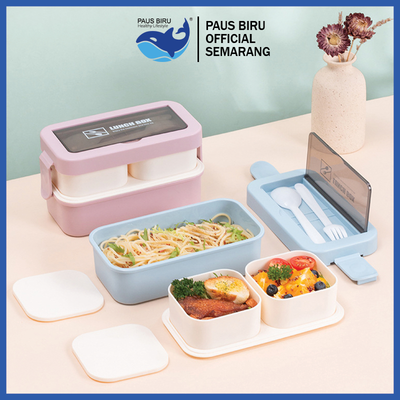 Jual Paus Biru - Kotak Bekal Makan Siang 2 Tingkat | Tempat Makan Anak dan Dewasa | Lunch Box ...
