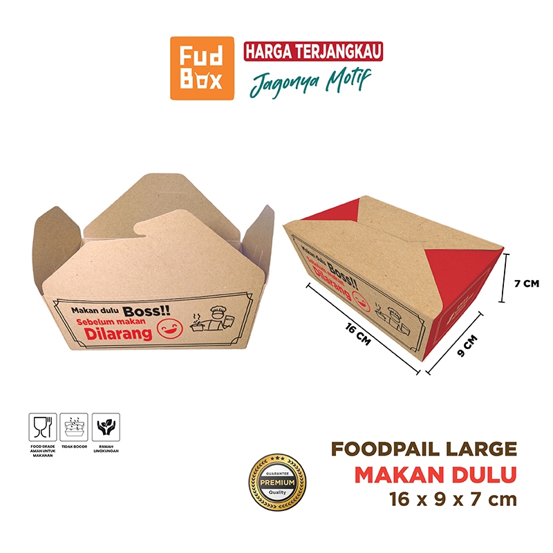 Jual Food Pail Size Large Paper Kraft Motif Makan Dulu isi 50pcs/Rice ...