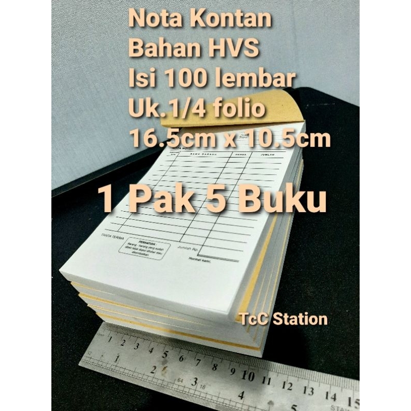 Jual 1 PAK 5 BUKU Nota Kontan 1/4 folio 1 Ply Isi 100 lembar 1 rangkap ...