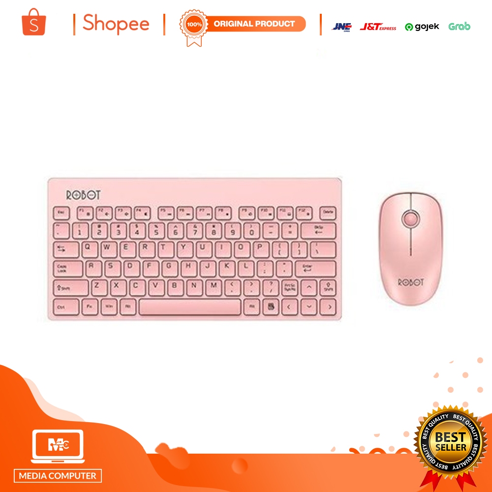 Jual KEYBOARD MOUSE ROBOT KM3000 Portable Mini Wireless (Combo Pink ...