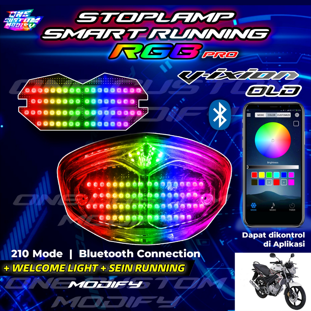 Jual Stoplamp Running Smart LED RGB Pro Vixion Old Lampu Motor Rem Belakang Bluetooth Smartphone ...
