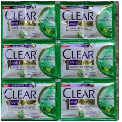 Jual Clear Shampoo 9 ml - Menthol Segar & Dingin ( 1 Renceng 12 Sachet ...