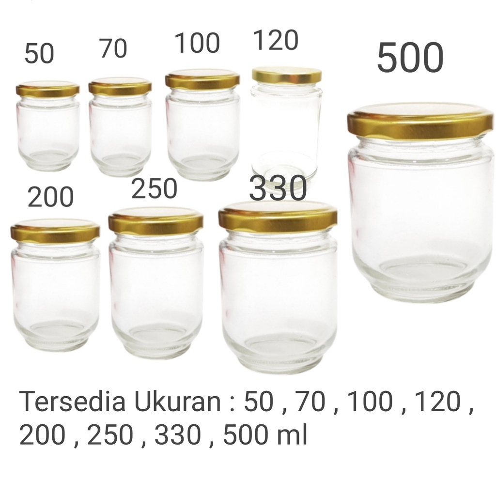 Jual / 6 ( ENAM ) 500ML SILINDER JAR + TUTUP GOLD Botol jar kaca 500 ml ...