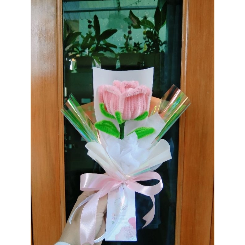 Jual Single Flower Bouquet/Pipe cleaner flower/bunga mawar satuan/bunga ...
