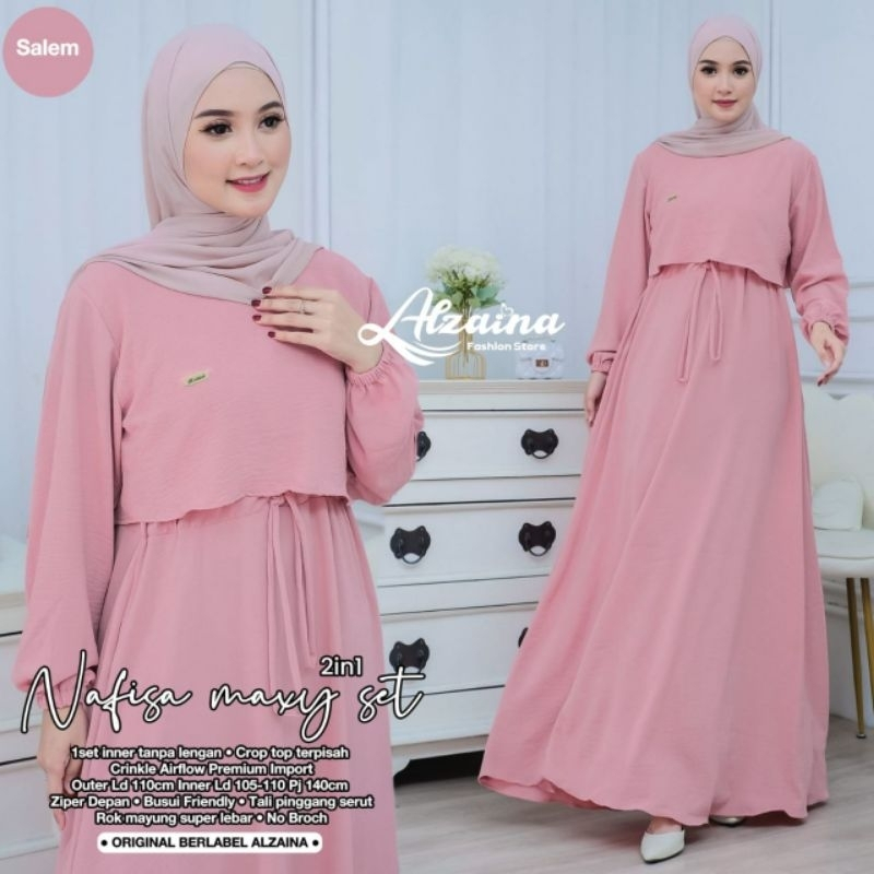 Jual gamis terbaru 2024 NAFISA Maxy SET2in1 Inner+outer Crop Gamis ...