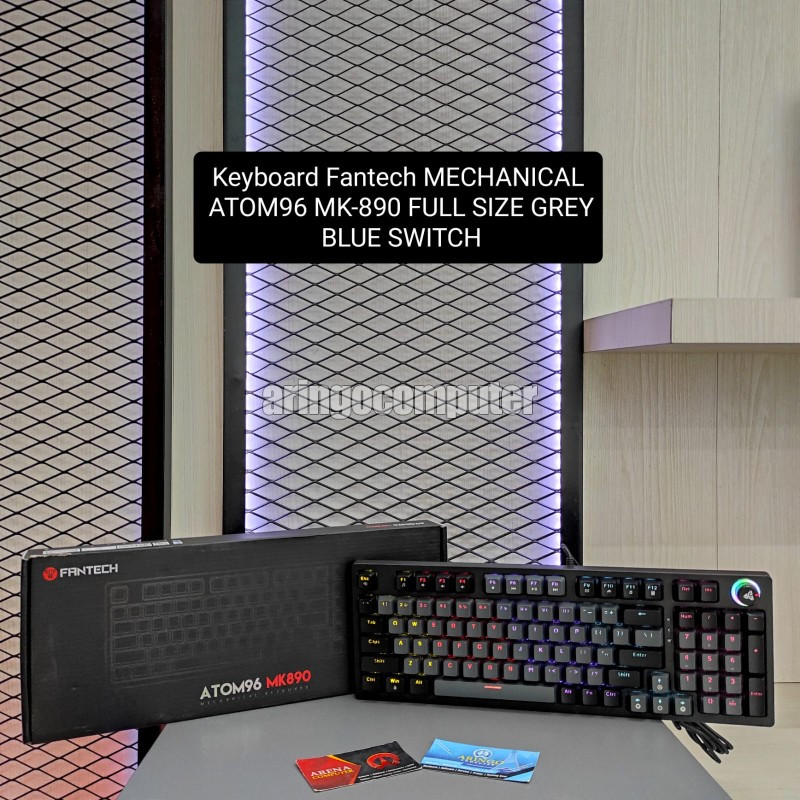 Jual Keyboard Fantech MECHANICAL ATOM96 MK-890 FULL SIZE GREY - BLUE SWITCH | Shopee Indonesia