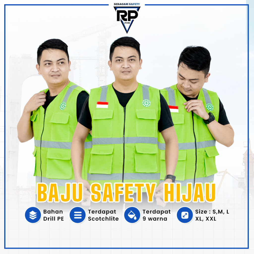 Jual Rompi safety Hijau Seragam Kerja Lapangan Kemeja Proyek K3 Pakaian ...